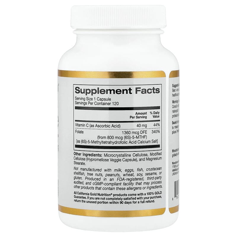 California Gold Nutrition, Methyl Folate and Vitamin C, 120 Veggie Cap